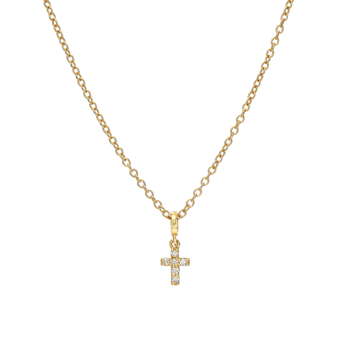 Mini Diamond Cross Charm Necklace – EA