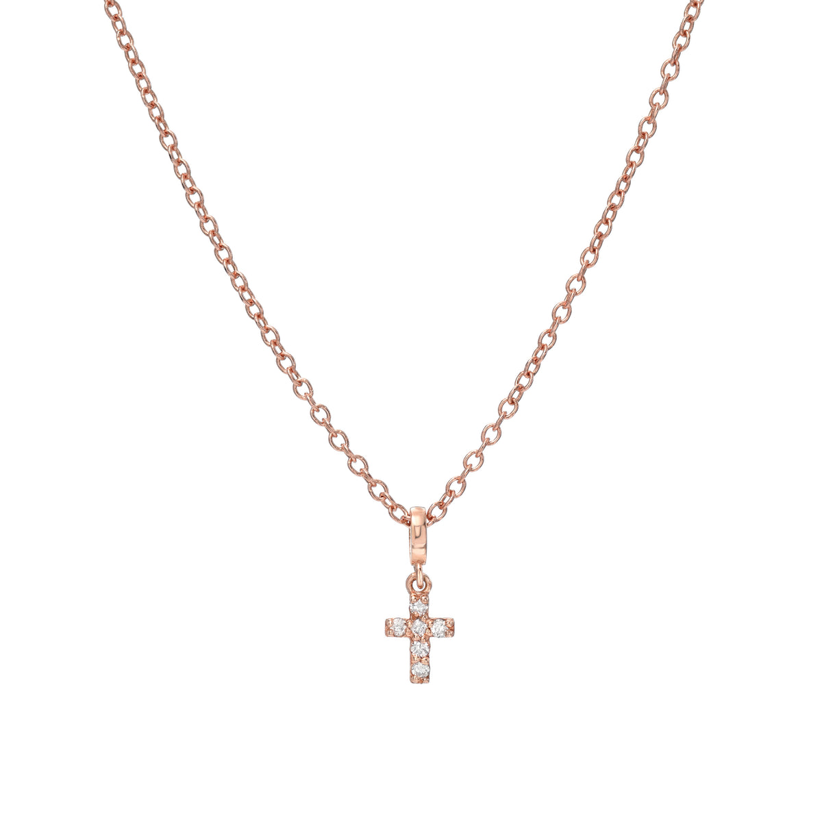Mini Diamond Cross Charm Necklace – EA